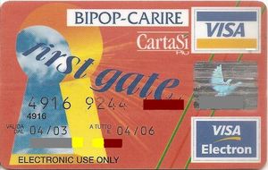 Bank Card: Bipop - Carire First Gate (CartaSi, ItalyCol:IT-VI-0059