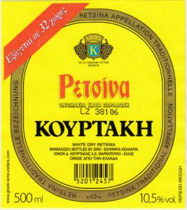 Drink Label: Retsina Kourtaki (Greek Wine Cellars D.Kourtakis S.A ...