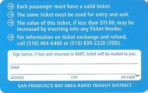 Transport Ticket: San Francisco Bay Area Rapid Transit District (BART ...