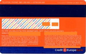 Bank Card: Card Avantaj (Credit Europe Bank, RomaniaCol:RO-MC-0308.02