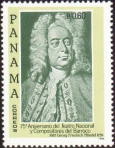 Stamp: Handel (Panama(National Theater, 75th Anniv. and Baroque ...