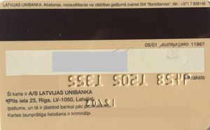 Bank Card: Unicard Latvija (Unibanka, LatviaCol:LV-GM-0031