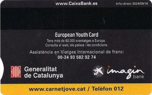 Bank Card: Carnet Jove G.de Catalunya (Caixabank, Spain) Col:ES-GM-0299