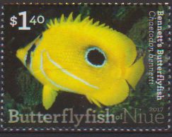 Stamp: Bennett's Butterflyfish (Chaetodon bennetti) (Niue(Butterflyfish ...