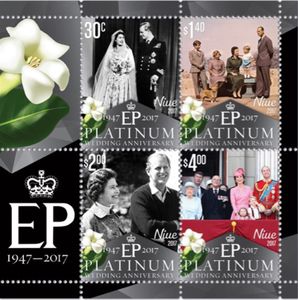 Stamp: 70th Wedding Anniversary of Elizabeth II & Prince Philip (Niue ...