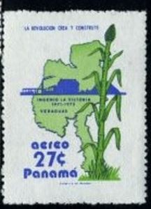 Stamp: Victoria Sugar Plant, Sugar Cane, Map of Veraguas Province ...