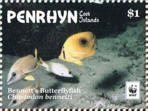 Stamp: Bennett's Butterflyfish (Chaetodon bennetti) (Penrhyn(Bennett's ...
