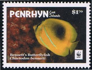 Stamp: Bennett's Butterflyfish (Chaetodon bennetti) (Penrhyn(Bennett's ...