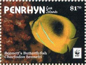 Stamp: Bennett's Butterflyfish (Chaetodon bennetti) (Penrhyn(Bennett's ...