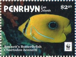 Stamp: Bennett's Butterflyfish (Chaetodon bennetti) (Penrhyn(Bennett's ...