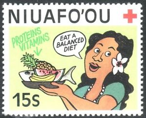 Stamp: Balanced diet (Niuafo'ou(Healthcare) Mi:TO-NI 90,Sn:TO-NI 81,Yt ...