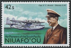 Stamp: Capt. E. C. Musick & Sikorsky S-42 (Niuafo'ou(Air Pioneers of ...