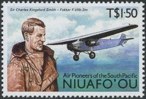 Stamp: Sir Charles Kingsford Smith & Fokker F.VIIb-3m (Niuafo'ou(Air ...