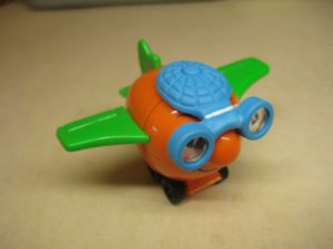 Meal Toy: Balloon plane orange and green with blue cap (Kinder Surprise ...