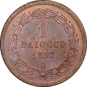 Coin: 1 Baiocco (Pius IX) (Vatican Papal States(1846~1870 - 255th Pope ...