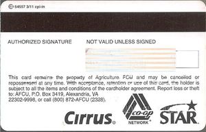 Bank Card: Afcu Agriculture Federal Credit Unión (Franklin Mint Federal ...