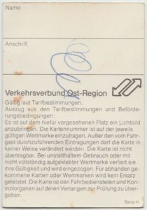 Transport Ticket: Zeitkarte (Travel Card) (Verkehrsverbund Ost Region ...