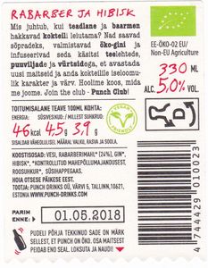Drink Label: Punch rabarber (Punch Drinks OÜ, EstoniaCol:EE-CIDER-000020