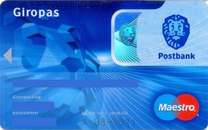 Bank Card: Giropas Maestro (Postbank, NetherlandsCol:NL-MS-0028.03