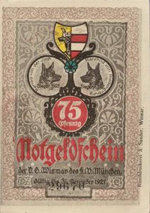Banknote: 75 Pfennig (German Notgeld(Wismar) GrM:1438.1a-4/5