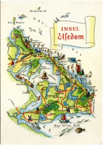 Поштова листівка: Island of Usedom | Map (Німецька Демократична ...