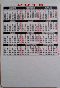 Calendario de Bolsillo: Chick (España(Animals) Col:ESP-2016-Animal-001.08