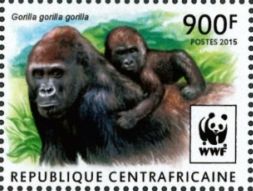 Stamp: Western Lowland Gorilla (Gorilla gorilla gorilla) (Central African Republic(WWF - Western ...
