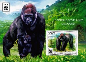 Timbre: WWF - Western Lowland Gorilla (Gorilla gorilla gorilla) (Centrafrique(WWF - Western ...
