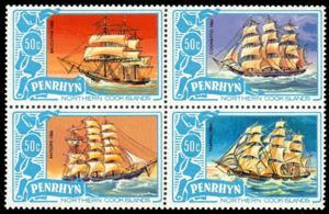 Stamp: Sailing ships (Penrhyn(Sailing Ships) Mi:CK-PE 205-208,Sn:CK-PE ...