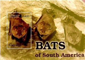 Stamp: Short-Tailed Fruit Bat (Carollia sp.) (Guyana(Fauna and Flora of ...