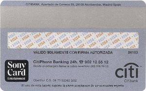 Bank Card: Citi SonyCard (Citibank, SpainCol:ES-VI-0125.02