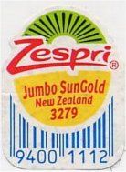 Fruit Sticker: Zespri Jumbo SunGold New Zealand 3279 (New ZealandCol:NZ ...