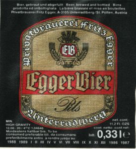 Drink Label: Egger Pils (Fritz Egger GmbH & Co., AustriaCol:AT-BEER-002044