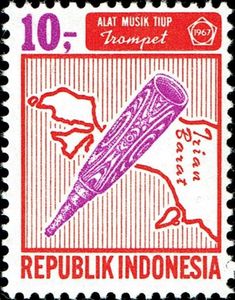 Stamp: Musical Instruments; Trumpet (Indonesia(Musical Instruments) Mi ...