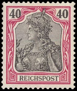 Timbre: Germania with imperial crown, inscription 'REICHSPOST ...