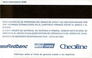 Bank Card: Cheque electronico (Banco de Chile, ChileCol:CL-GM-0007