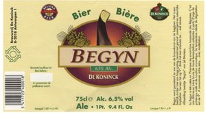 Drink Label: Begyn Ale (Brouwerij De Koninck, BelgiumCol:BE-BEER-020758