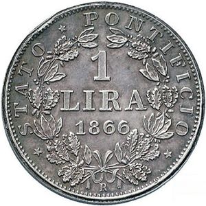 Moneda: 1 Lira (Pius IX. XX) (Ciudad del Vaticano - Estados Papales ...