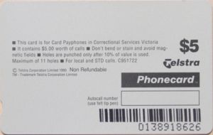 Phonecard: Prison Card (Telstra Logo with TM) (Telstra, Australia ...