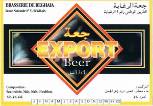Drink Label: Export (Brasserie de Reghaia, AlgeriaCol:DZ-BEER-000025