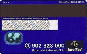 Tarjeta de Banco: B S Card (Banco de Sabadell, EspañaCol:ES-MC-0213.03