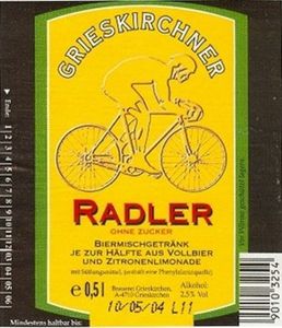 Drink Label: Grieskirchner Radler (Brauerei Grieskirchen GmbH ...