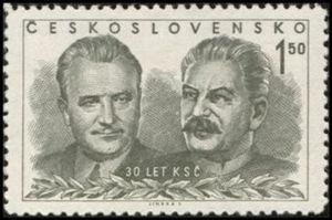 Stamp: Klement Gottwald a Joseph V. Stalin (Czechoslovakia(Czechoslovak ...