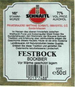 Drink Label: Schnaitl Festbock (Privatbrauerei Schnaitl, AustriaCol:AT ...