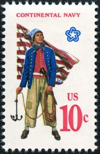 Stamp: Continental Sailor with Grappling Hook, First Navy Jack, 177 ...