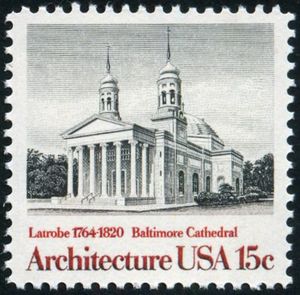 Stamp: Baltimore Cathedral by Benjamin Latrobe (United States of ...