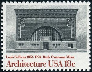 Stamp: National Farmer's Bank by Louis Sullivan (United States of ...