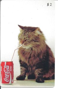Scheda Telefonica: Cat drinking Coca Cola out can (FAKE United States ...