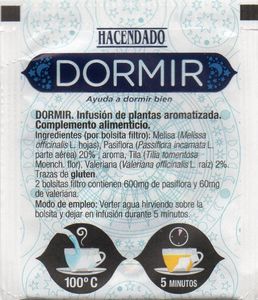 Tea Bag: Dormir Ayuda a dormir bien, glossy (Hacendado, SpainCol:TB-ES-2666