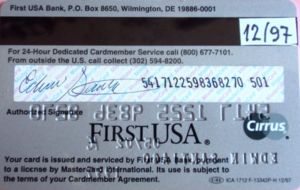 Bank Card: First USA Platinum (First USA Bank, United States of ...